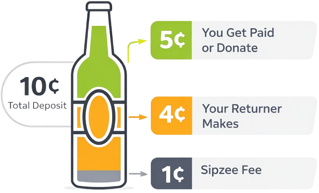 Sipzee | Michigan Bottle & Can Pickup Service